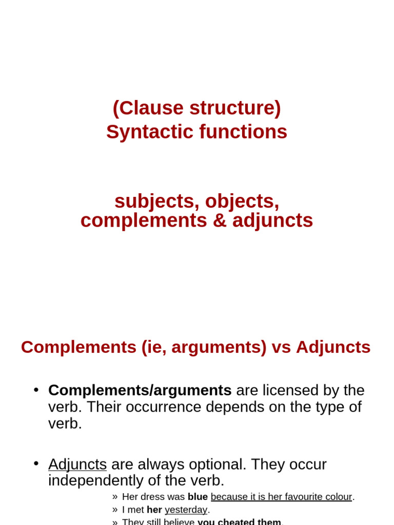 Clause - Structure - EG 20212022 | PDF | Subject (Grammar) | Clause