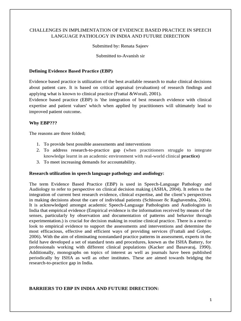 Challenges in Evidence Based Practices (EBP) | PDF | Evidence Based Medicine | Evidence Based ...