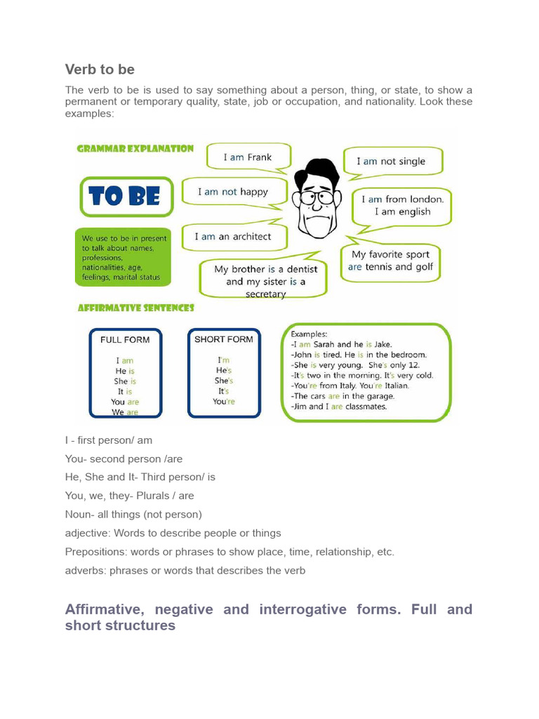 Verb to be | PDF | Verb | Syntactic Relationships
