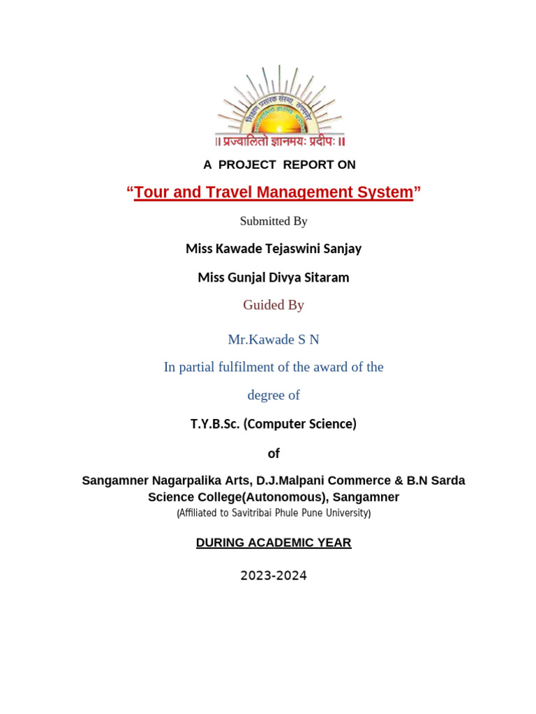 Tour and Travel Management System Report | PDF | Usability ...
