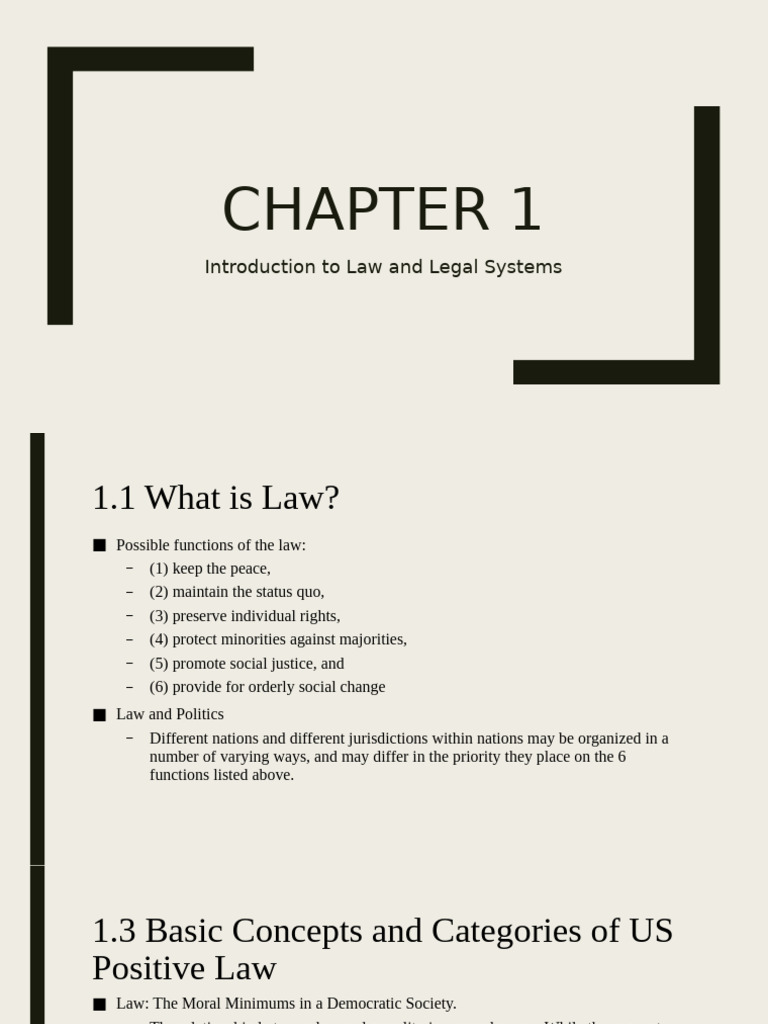 Chapters 1 and 3 - Introduction To Law and Legal Systems and ADR | PDF ...