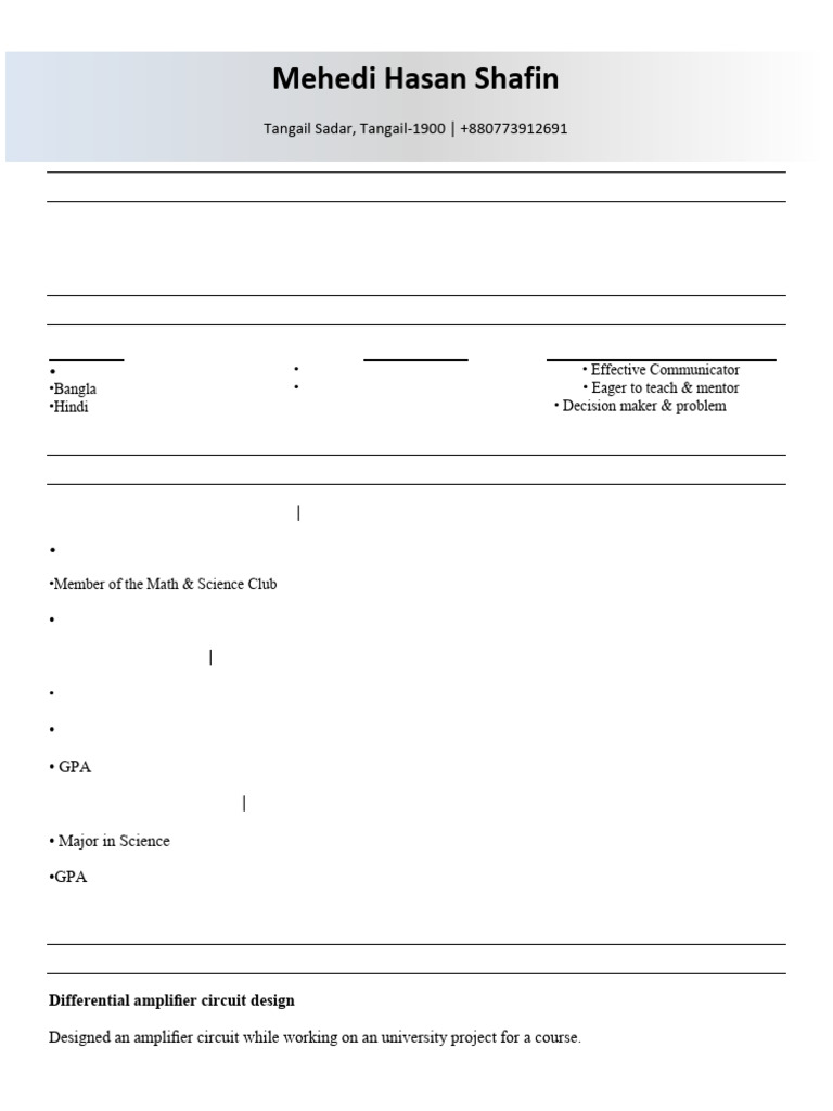 CV of Mehedi Hasan Shafin | PDF | Bangladesh
