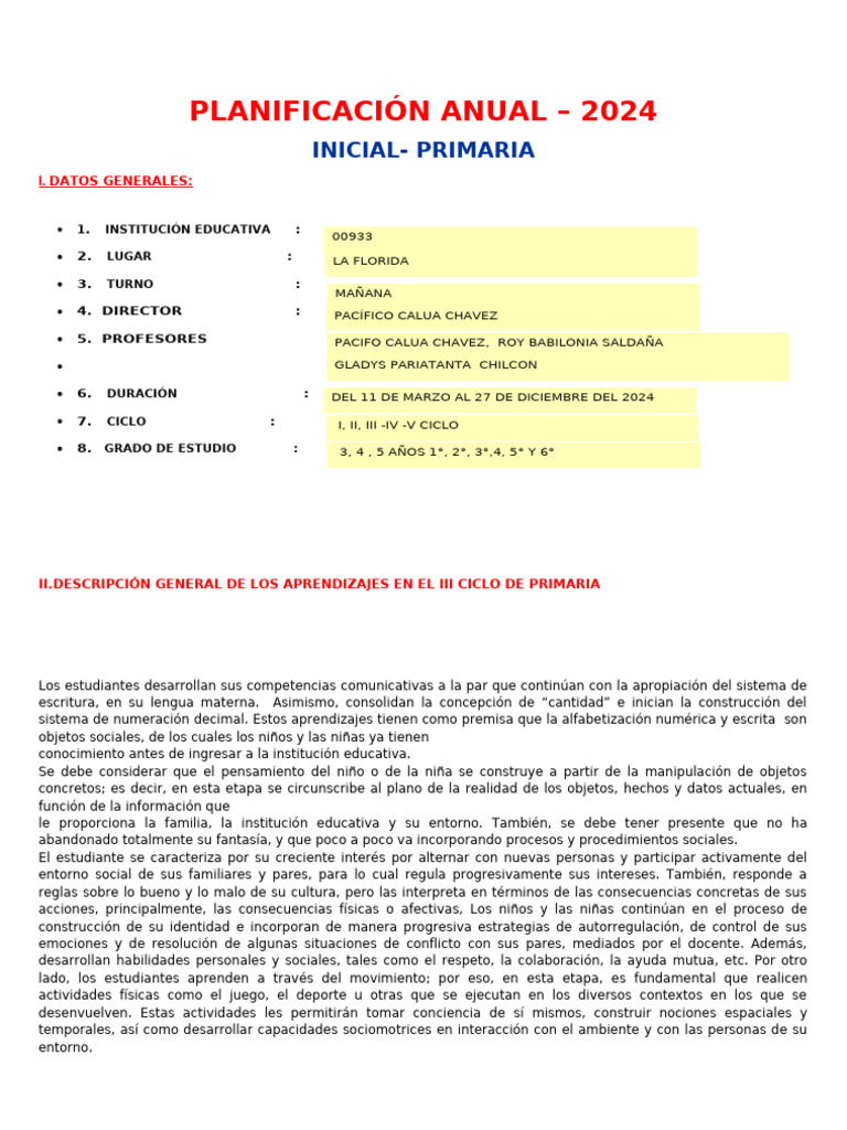 Iii Ciclo Plan Anual 2023 Pdf Comunicación No Verbal Comunicación 0187