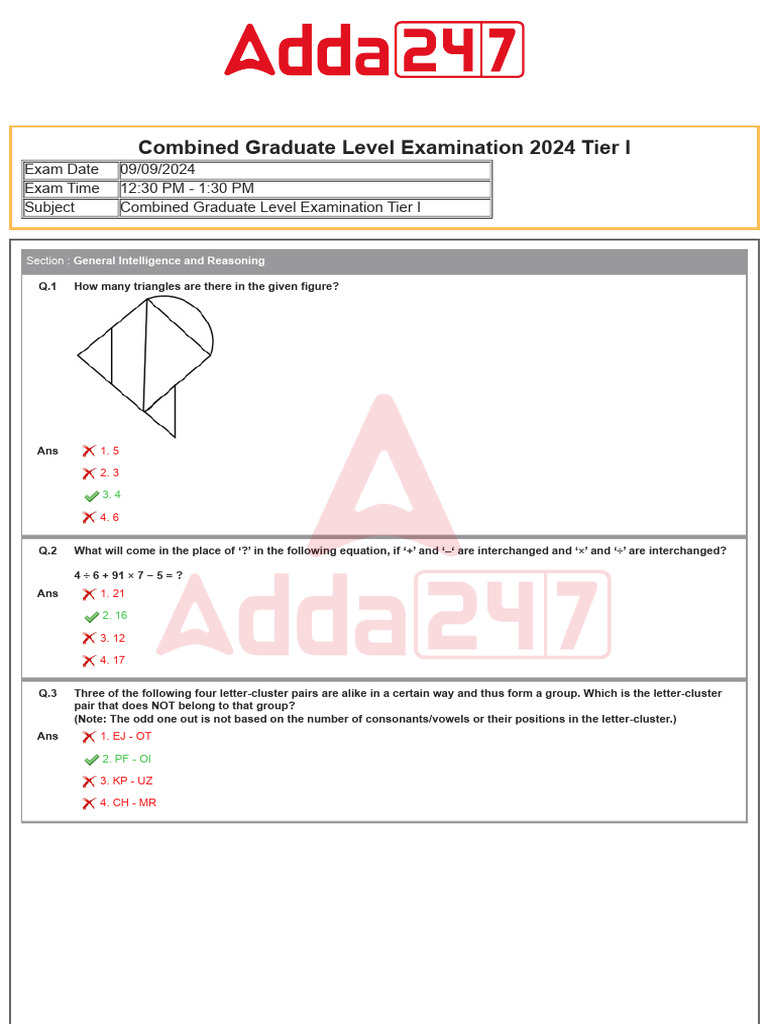 SSC CGL Tier 1 Question Paper 9 September 2024 Shift 2 | PDF | Science ...