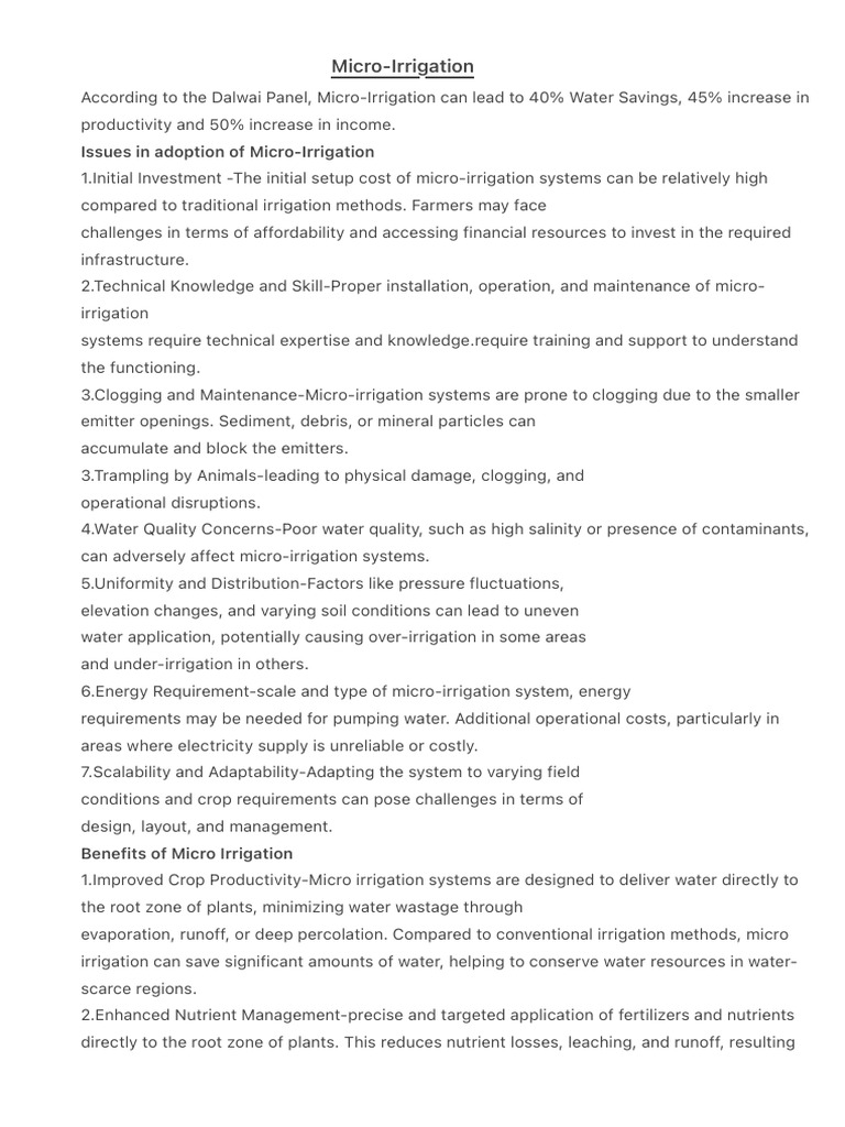 Micro-Irrigation | PDF | Irrigation | Surface Runoff
