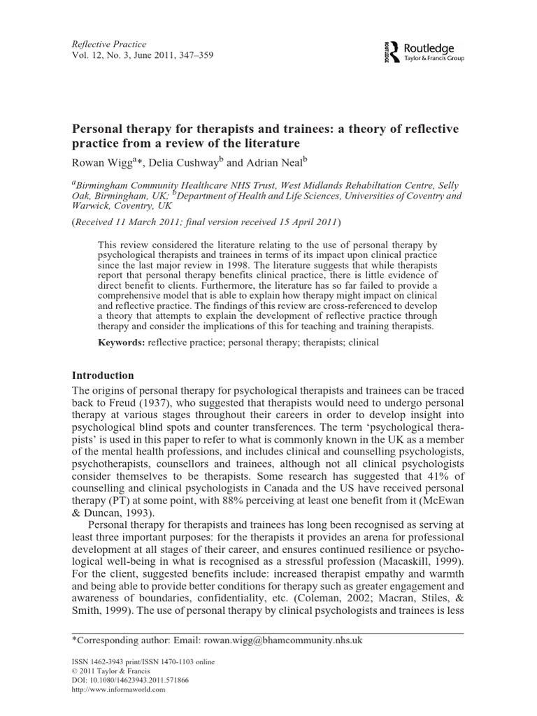 Personal Therapy | PDF | Psychotherapy | Psychologist