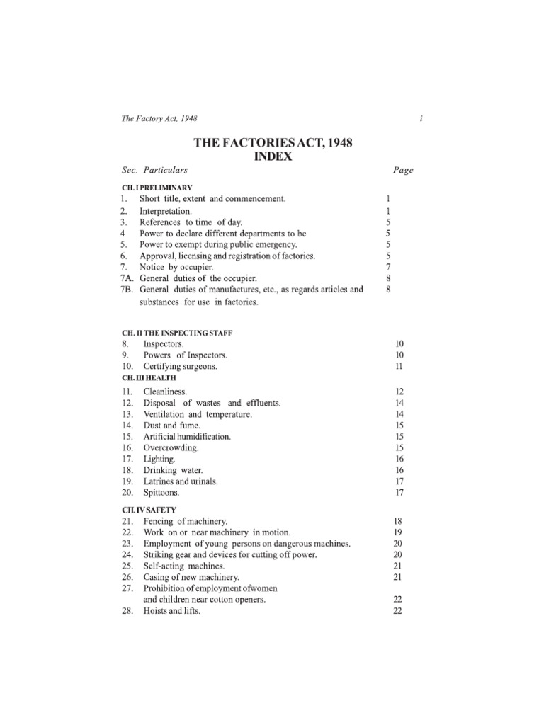 Factories Act Bare Act PDF | PDF