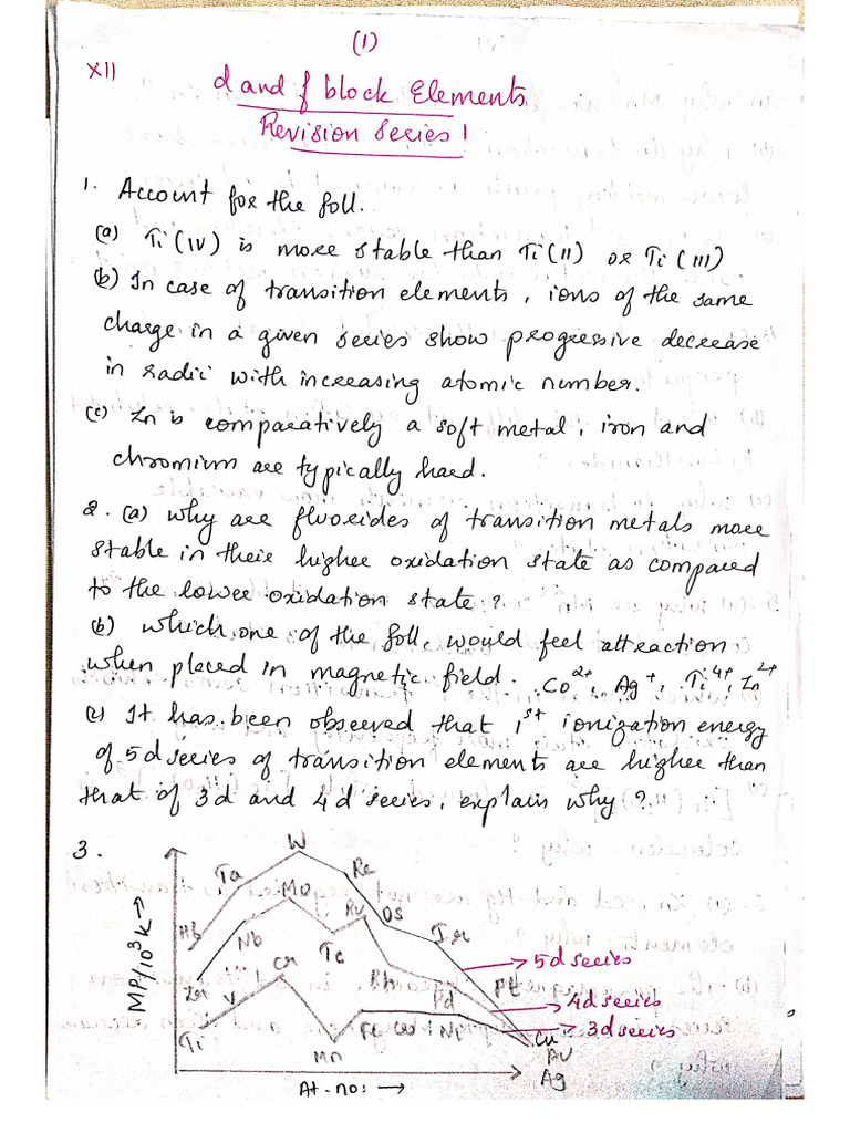 Extra revision questions on d and f with answers | PDF