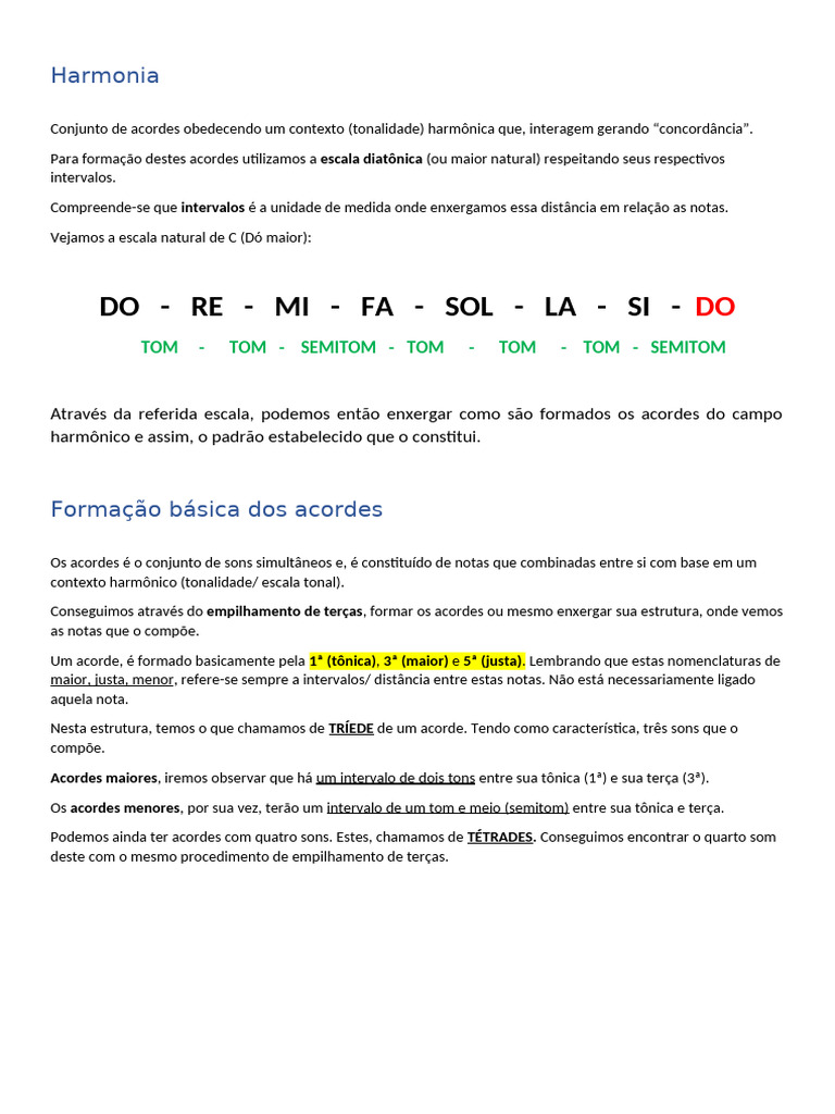 O que é Harmonia Musical? | PDF | Artes Linguísticas e Disciplina ...