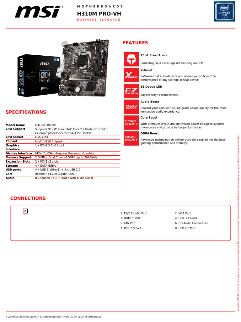 H310M-PRO-VH | PDF | Usb | Computer Hardware