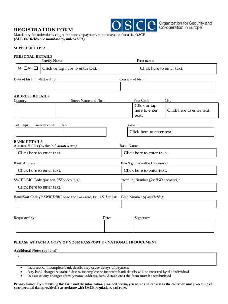 OSCE Registration Form 2019 | PDF