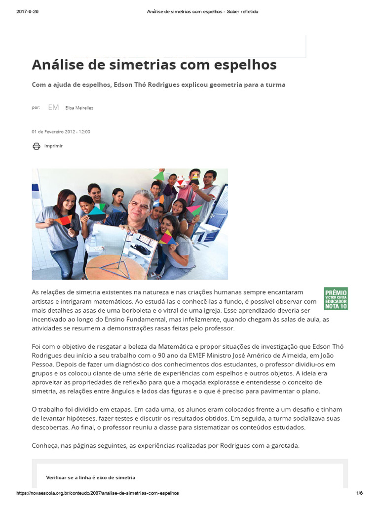 Simetrias com Espelhos na Educação | PDF | Simetria | Triângulo