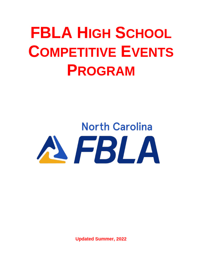 NC FBLA Competitive Events Program HS-August-2022 | PDF | Teachers ...