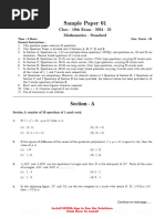 CBSE Class 10 Maths Sample Paper 2024-25 | PDF | Circle | Elementary ...
