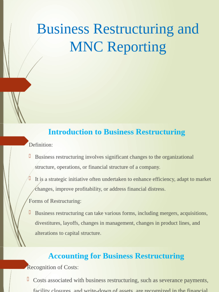 Lesson 9 - Business Restructuring and MNC Reporting | PDF ...