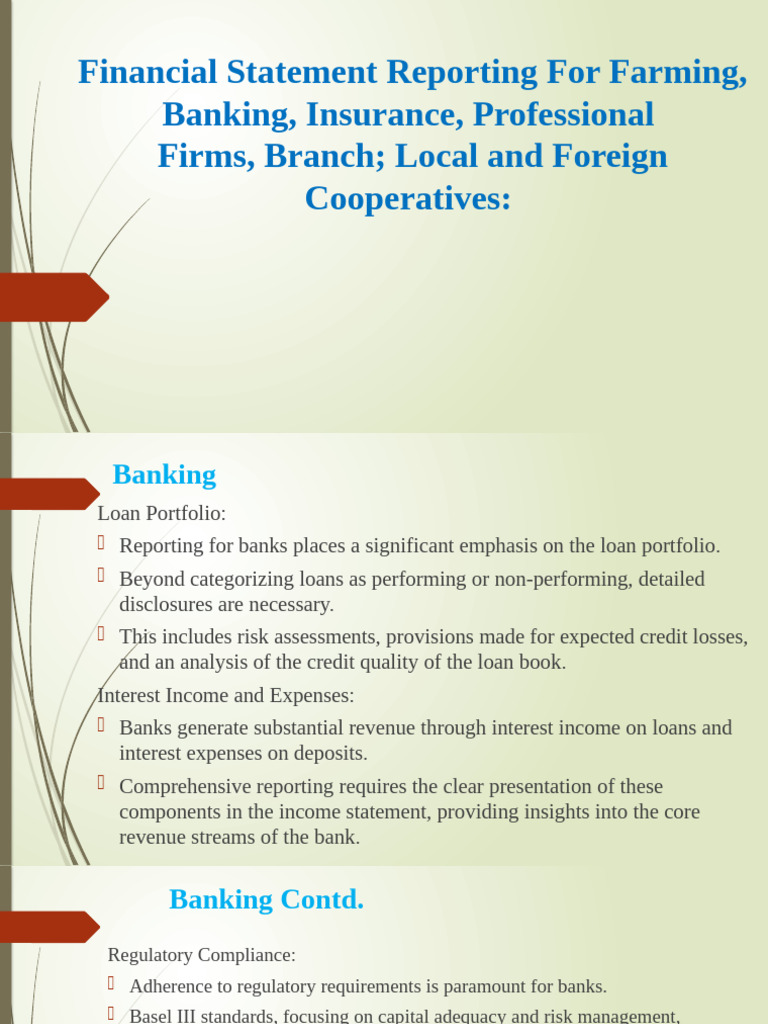Lesson 7-Financial Statement Reporting For Farming, Banking, Insurance ...