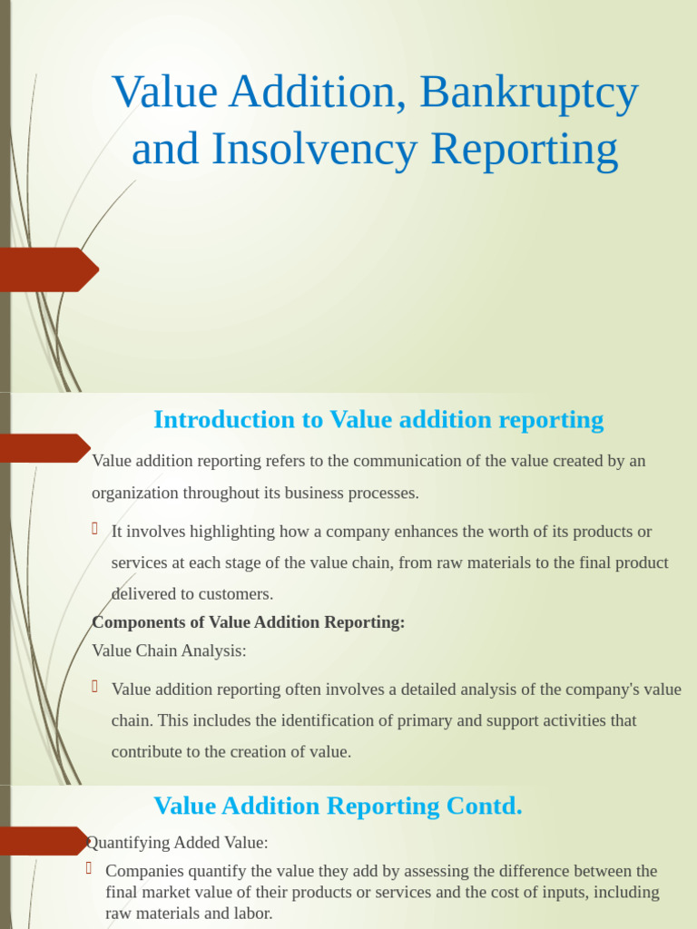 Lesson 10- Value Addition, Bankruptcy and Insolvency Reporting | PDF ...