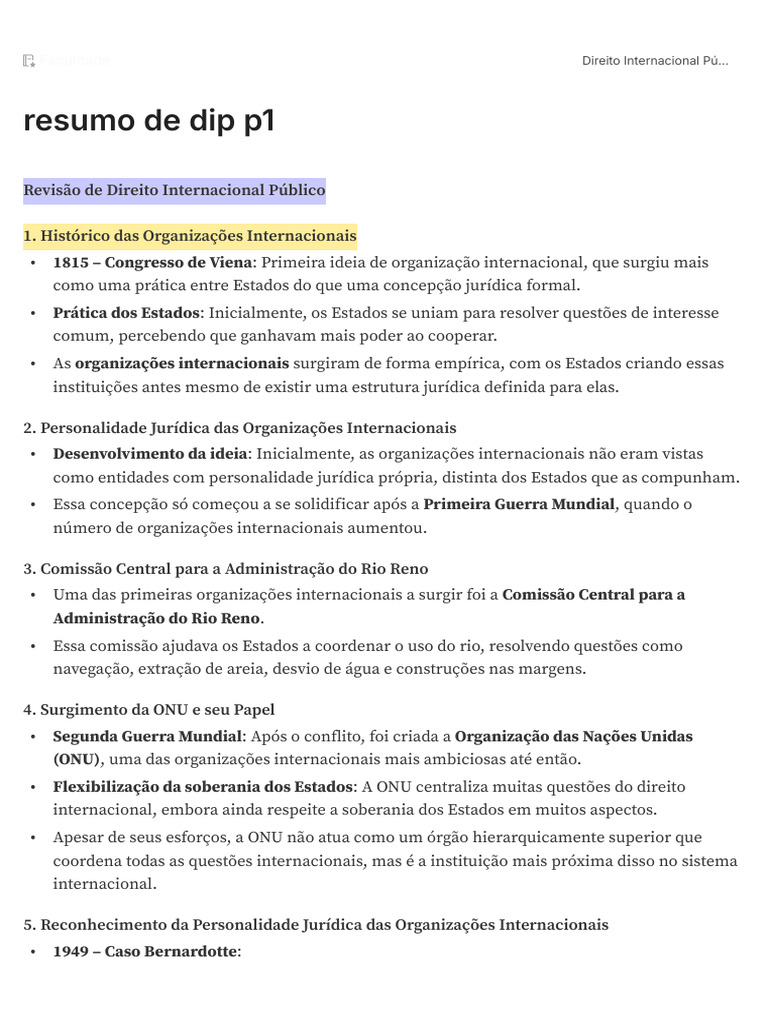 Resumo Dip1 | PDF | Nações Unidas | Relações Internacionais