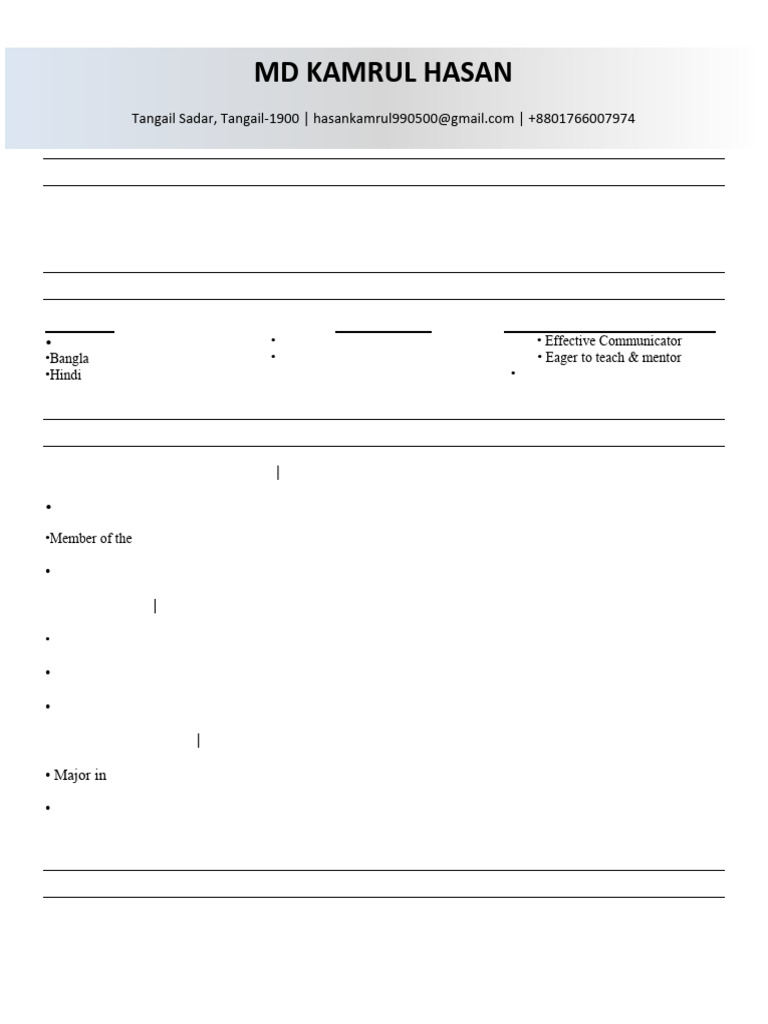 CV of MD Kamrul Hasan | PDF | Career & Growth
