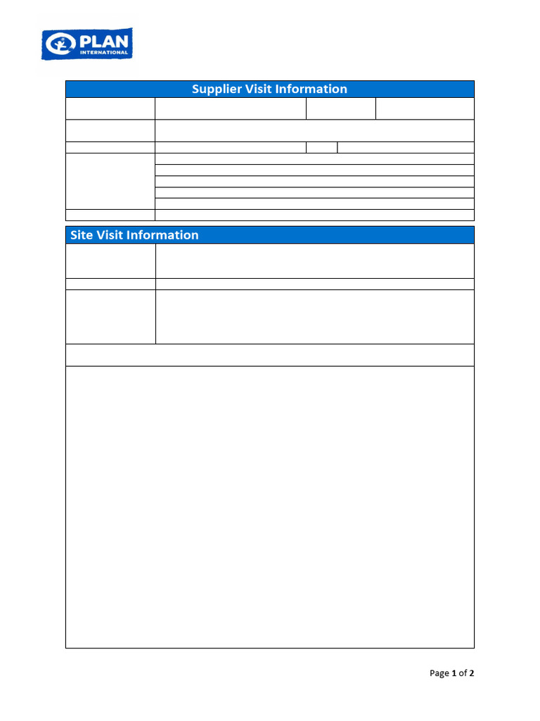 Supplier Visit Form - Template | PDF | Art | Technology & Engineering