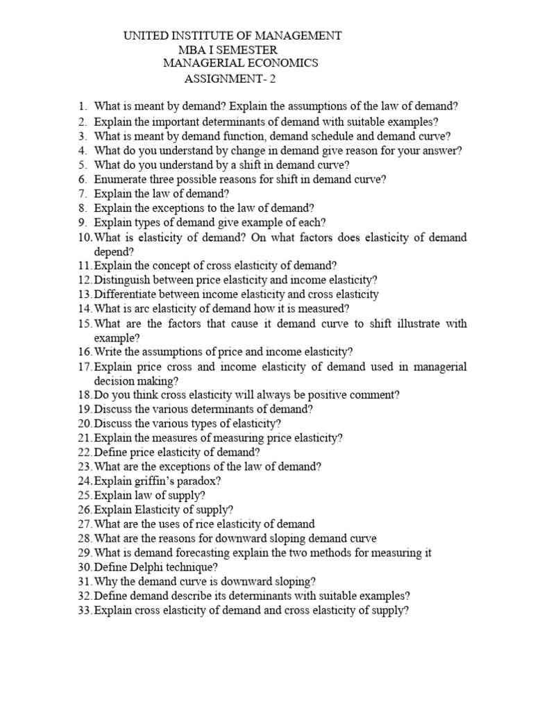 Me Unit 2 Individual Assignment | PDF | Demand | Elasticity (Economics)