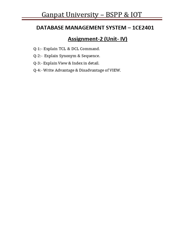 Database Management System Assignment | PDF