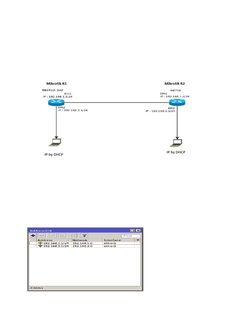 Routing Static Menggunakan 2 Router Mikrotik | PDF