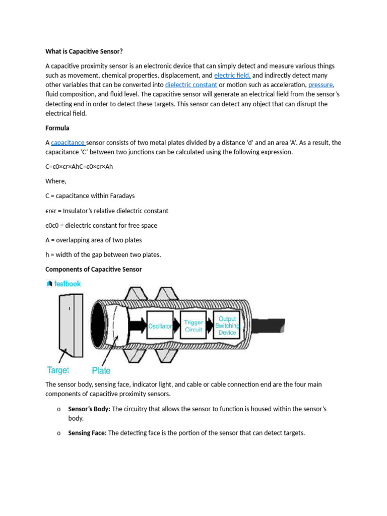 Capacitive Sensor Pdf Capacitor Sensor