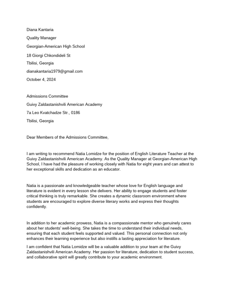 Reference letter 1 | PDF