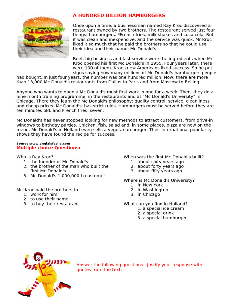 McDonald's: A Recipe for Success | PDF | Hamburgers | Fast Food