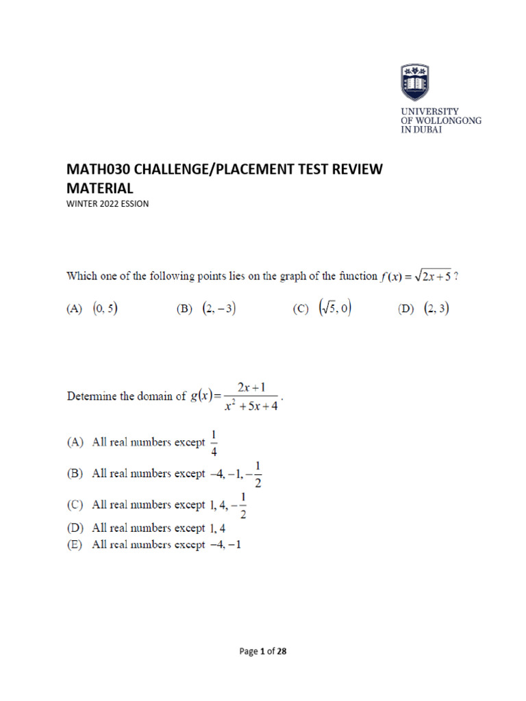 MATH042 CT -Review-1 | PDF | Mathematical Analysis | Discrete Mathematics