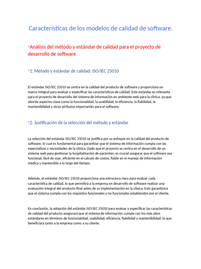 Características de Los Modelos de Calidad de Software | PDF | Informática | Tecnología