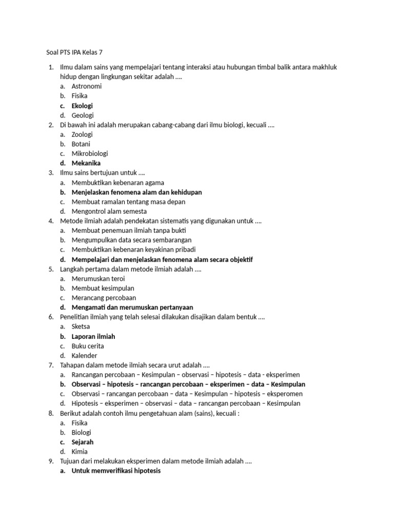 Soal Hakikat Ilmu Sains Dan Metode Ilmiah | PDF