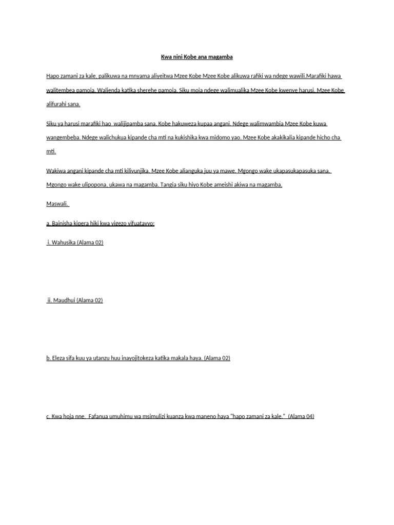 Ngano Ya Usuli | PDF