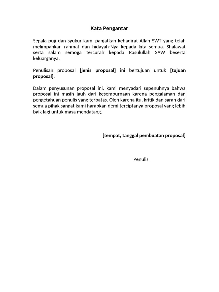 Kata Pengantar Proposal | PDF