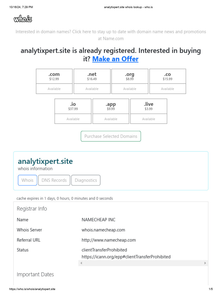 Whois Lookup - Who - Is | PDF | Domain Name | Computing