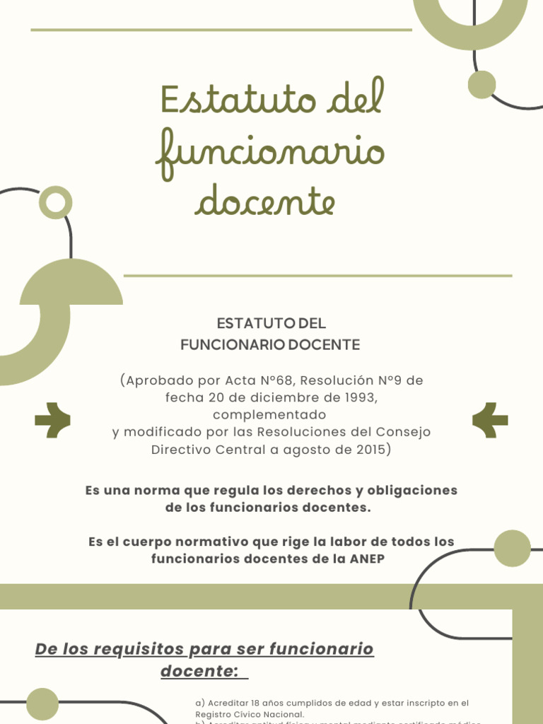 Presentación Del Ingreso A La Docencia Estatuto Del Funcionario Docente | PDF | Maestros | Libertad