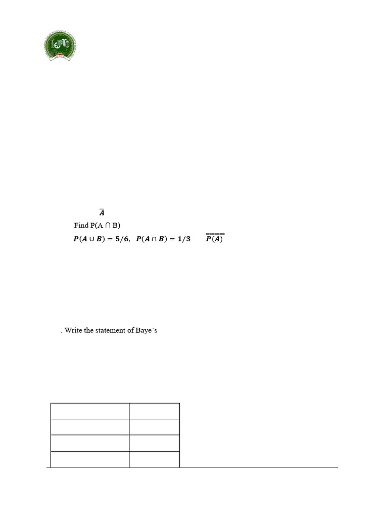 PS Tutorial Sheet 1 Unit-I | PDF | Mean | Average