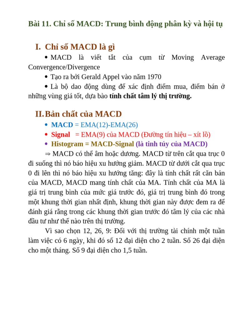 Bài 11. MACD - Trung Bình Đ NG Phân K Và H I T | PDF