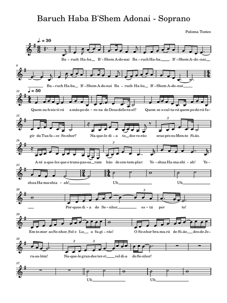 Baruch Haba B'Shem Adonai - Soprano | PDF