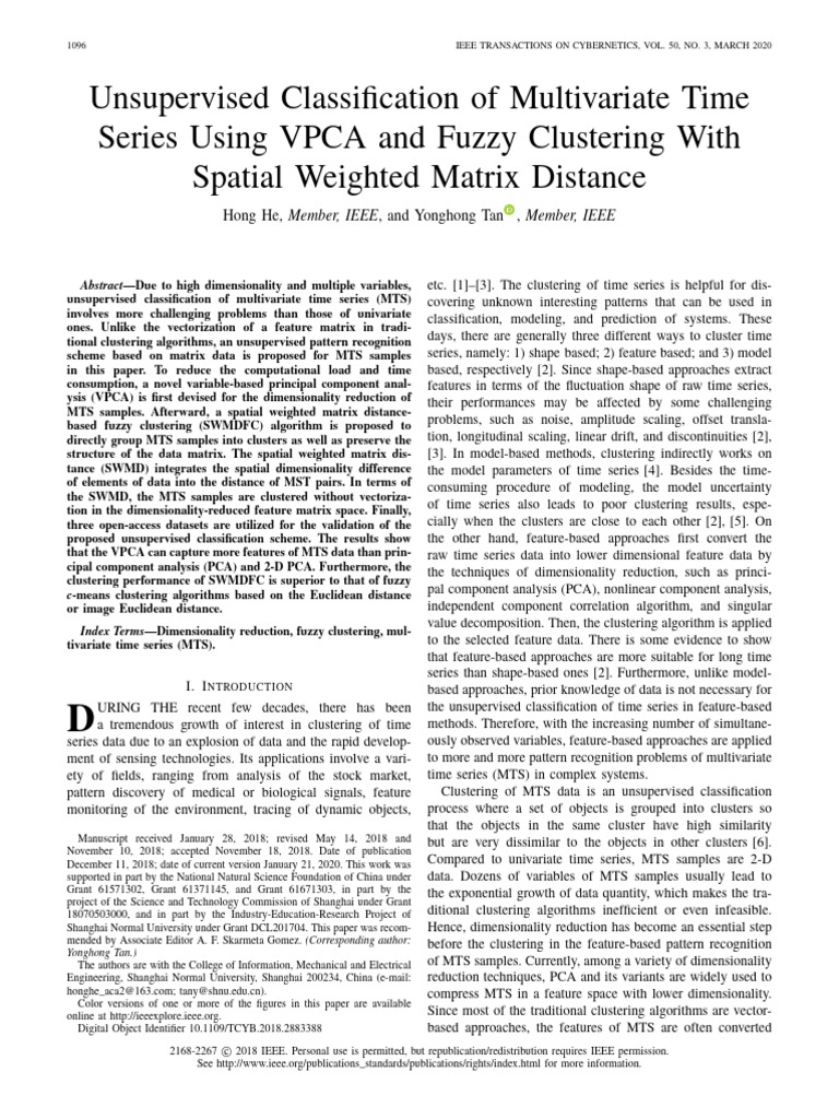 Unsupervised Classification of Multivariate Time Series Using VPCA and ... Unsupervised Classification of Multivariate Time Series Using VPCA and ...