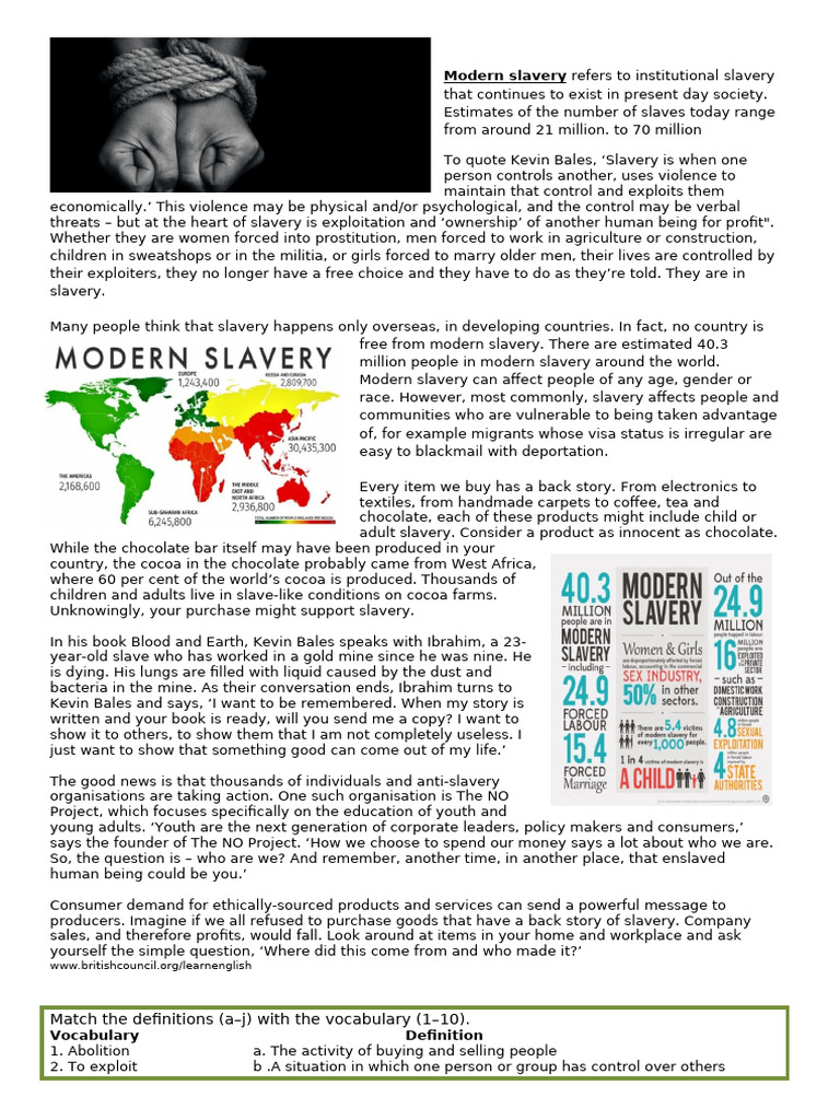 modern-slavery-reading-comprehension-exercises_113085 | PDF | Slavery ...