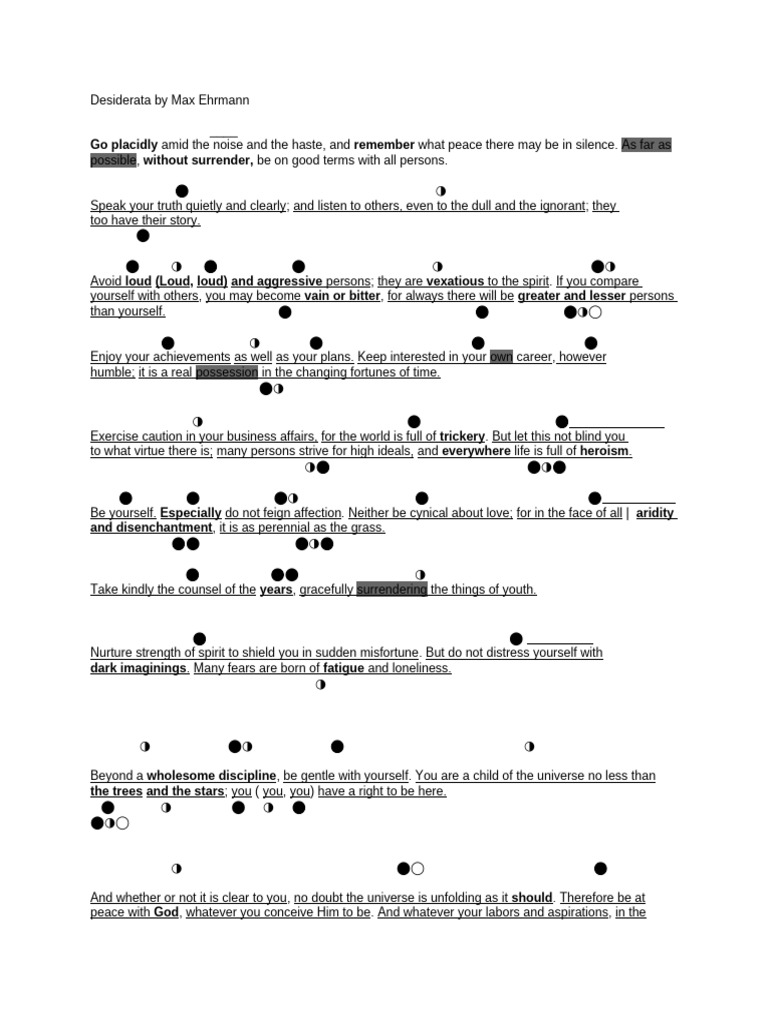 Desiderata by Max Ehrmann | PDF