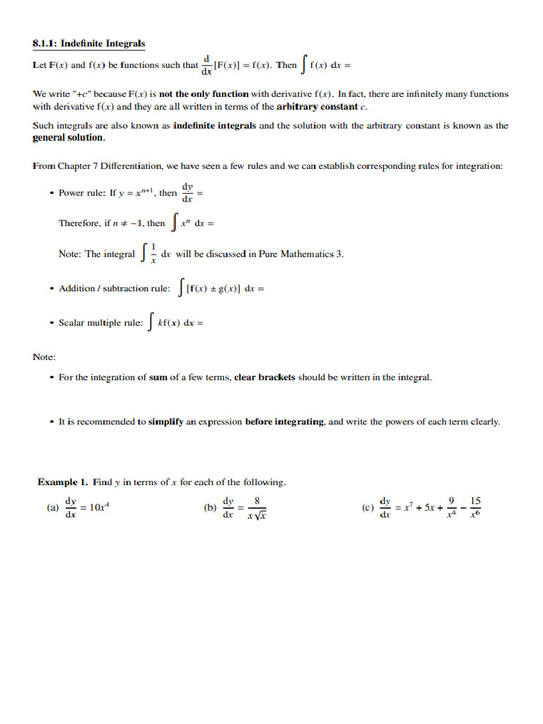 Integration IGCSE Notes | PDF