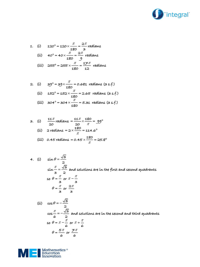 Trig Exercise 1 Solutions | PDF