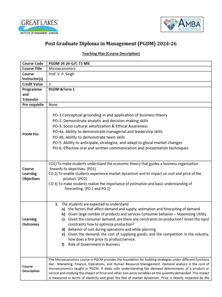 Course Outline-MiE | PDF | Elasticity (Economics) | Demand