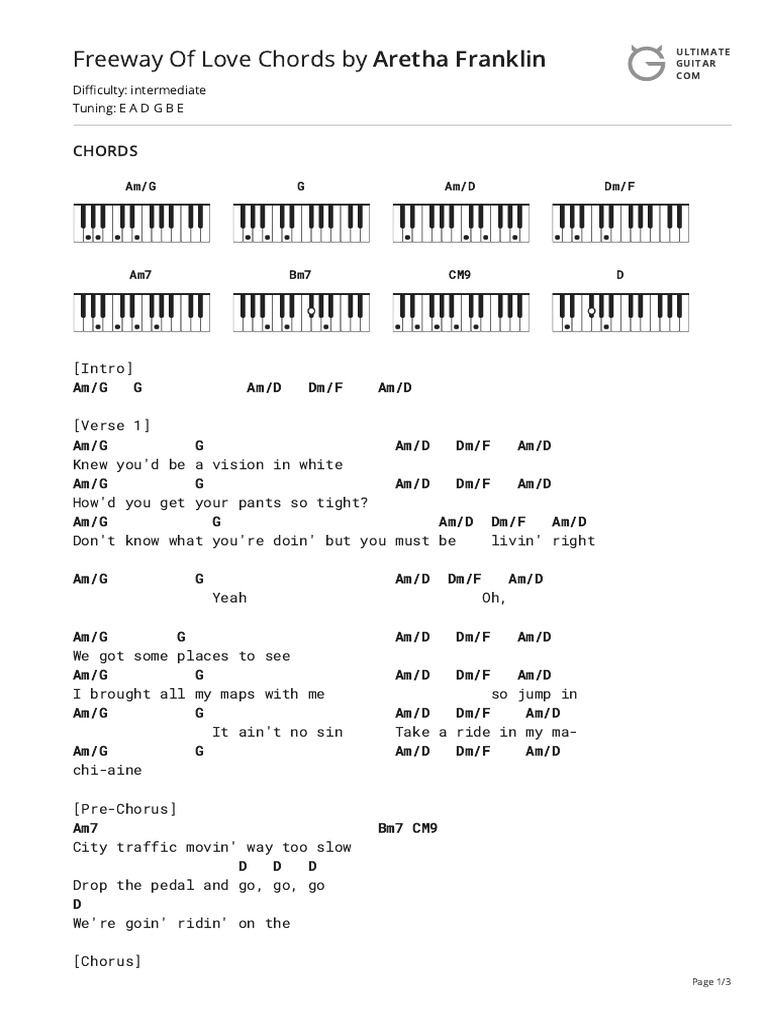 Freeway of Love Chords by Aretha Franklin | PDF | Song Structure ...