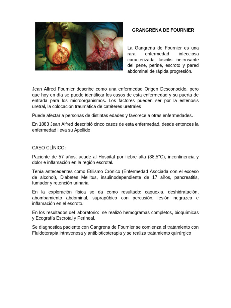 Gangrena de Fournier: Causas y Caso Clínico | PDF
