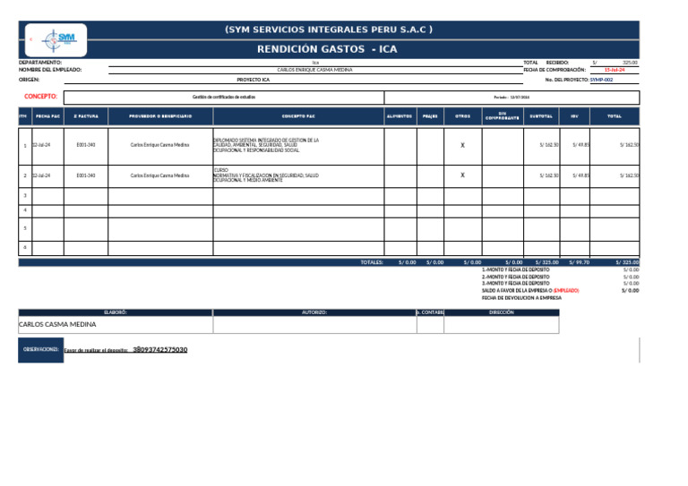 Formato de Rendición de Gastos | PDF | Business | Economias