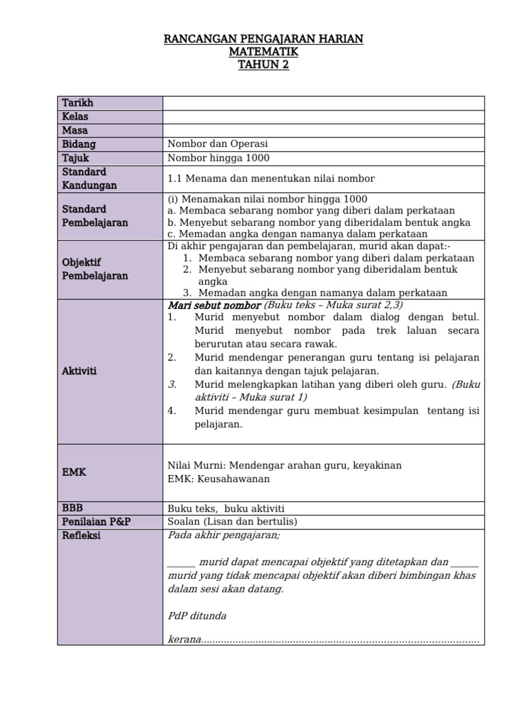 Nombor Hingga 1000 | PDF